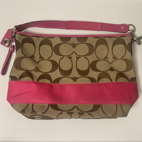 Coach | Bags | Coach Jacquard Cc Print Browntan Berry Stripe | Poshmark